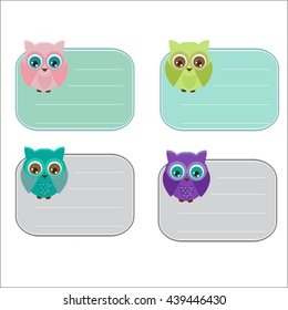 Set Labels Owls Isolated On White Stock Vector (Royalty Free) 439446430 ...