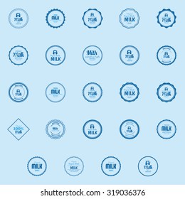 Vektor Stok Set Labels Text Icons Milk Products (Tanpa Royalti ...