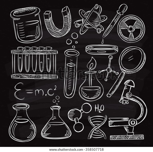 Set Laboratory Equipment Doodle On Chalk Stock Vector (Royalty Free ...