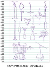 Set Laboratory Equipment School Notebook Vector Stock Vector (Royalty ...