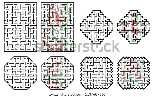 Set Labyrinths Mazes Conundrums Kids Baby Stock Vector (Royalty Free ...