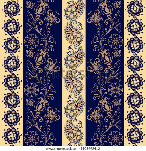 Set Lace Bohemian Seamless Borders Stripes Stock Vector (Royalty Free ...