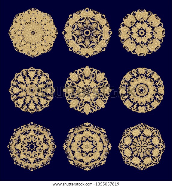 Set Laced Golden Vector Decorative Elements Stock Vector (Royalty Free ...