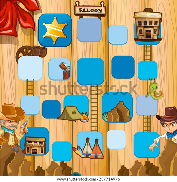 Set Ladder Boardgame Cowboy Theme Stock Vector (Royalty Free) 237714976 ...