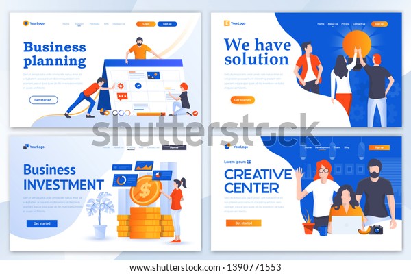 Set von Landing Page Design Templates für Business Planning, Wir haben ...