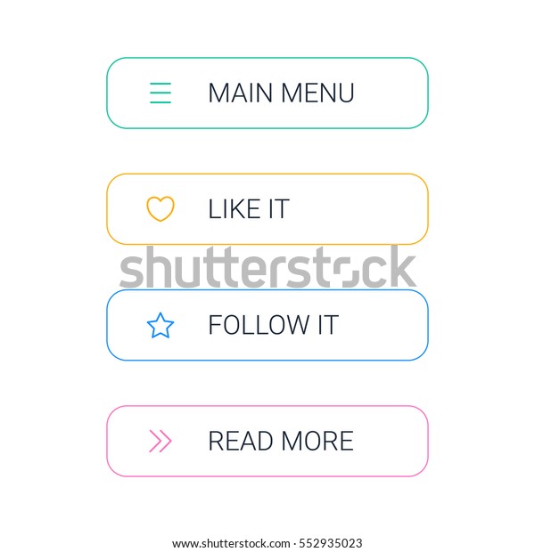 Set Large Outline Buttons Different Icons Stock Vector (Royalty Free ...