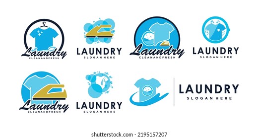 Set Laundry Logo Design Bundle Cloth Stock Vector (Royalty Free ...