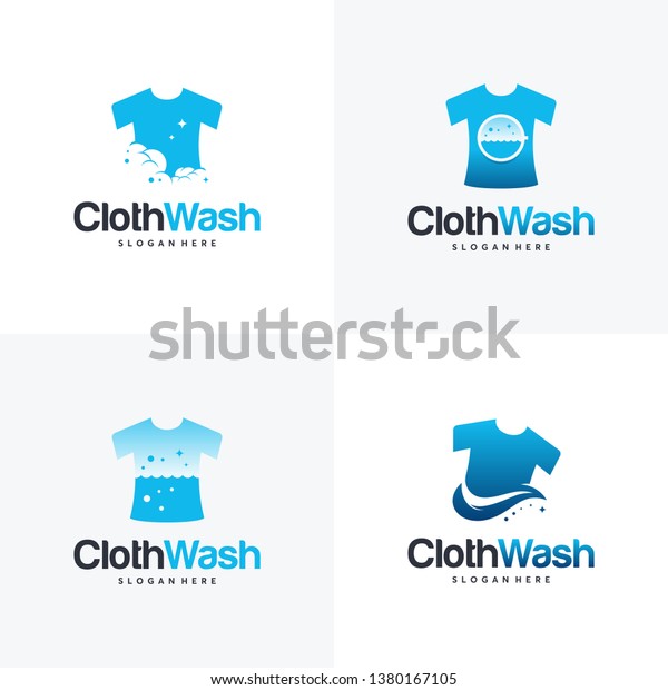 Set Laundry Logo Designs Cloth Wash Stock Vector (Royalty Free ...