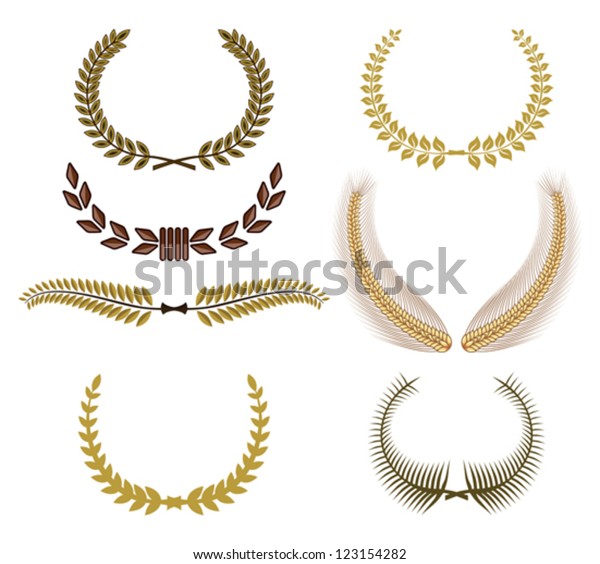 Set Laurel Wreaths Design Stock Vector (Royalty Free) 123154282 ...