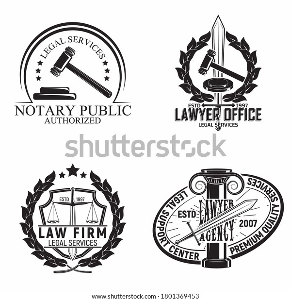 Set Law Firm Emblems Design Emblems Stock Vector (Royalty Free) 1801369453