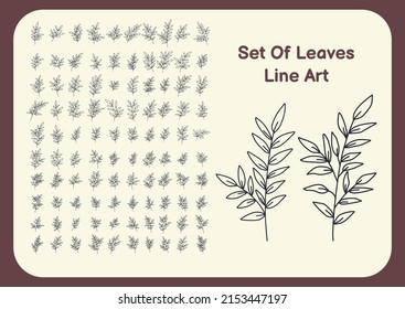 Set Leaves Line Art Stock Vector (Royalty Free) 2153447197 | Shutterstock