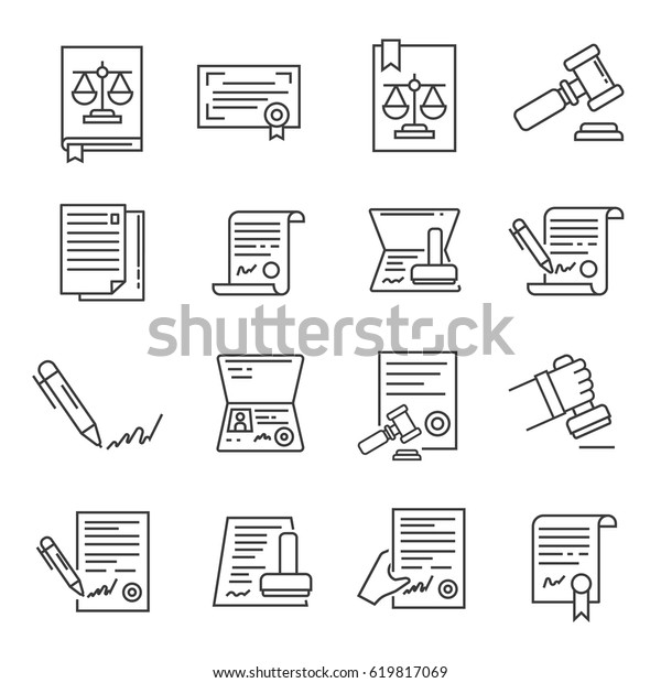 Set Legal Documents Related Vector Line Stock Vector (Royalty Free ...