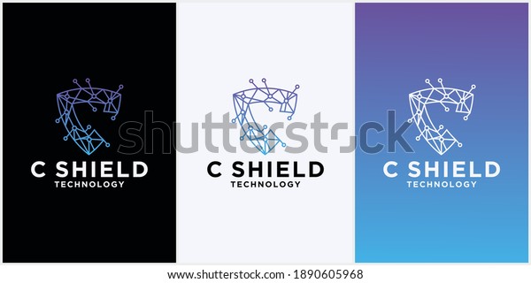 Set Letter C Sheild Logo Design Stock Vector (Royalty Free) 1890605968