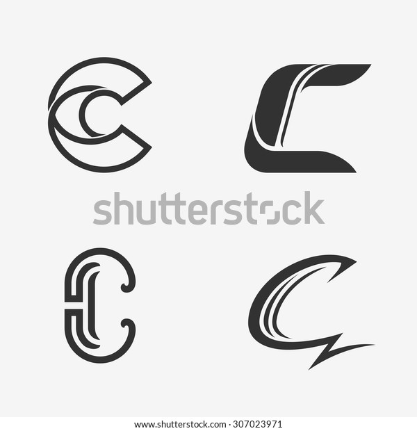 Set Letter C Sign Logo Icon Stock Vector (Royalty Free) 307023971 ...