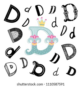 Set Letter D Different Style Freehand Stock Vector (Royalty Free ...