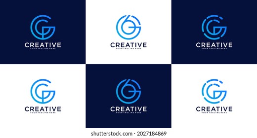 Set Letter G Round Simple Logo Stock Vector (Royalty Free) 2027184869 ...
