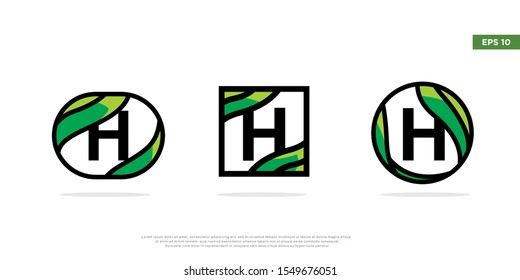 Set Letter H Inside Frame Leaf Stock Vector (Royalty Free) 1549676051 ...
