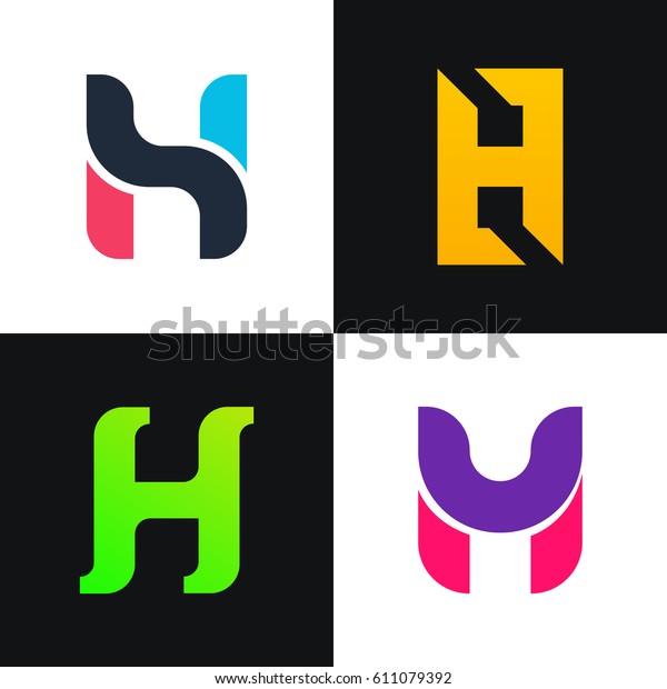 Set Letter H Logo Signs Brand Stock Vector (Royalty Free) 611079392
