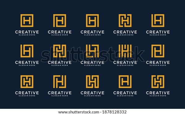 Set Letter H Logo Square Style Stock Vector (Royalty Free) 1878128332 ...