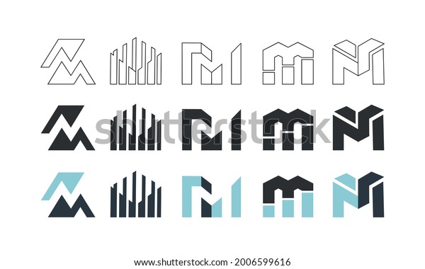 Set Letter M Line Logo Designs Stock Vector (Royalty Free) 2006599616 ...