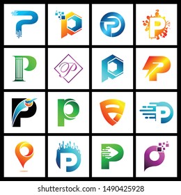 Set Letter P Simple Logo Icon Stock Vector (Royalty Free) 1490425928