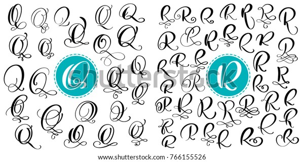 Set Letter Q R Hand Drawn Stock Vector (Royalty Free) 766155526 ...