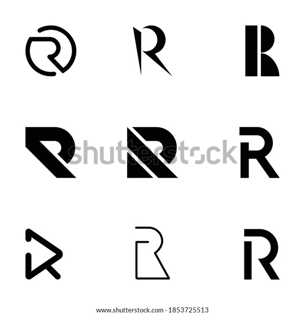 Set Letter R Logo Designs Black Stock Vector (Royalty Free) 1853725513 ...