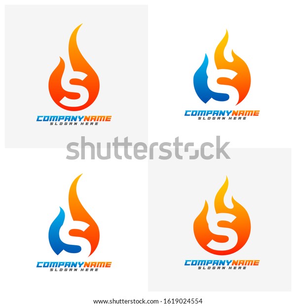 Set Letter S Fire Logo Design Stock Vector (Royalty Free) 1619024554 ...