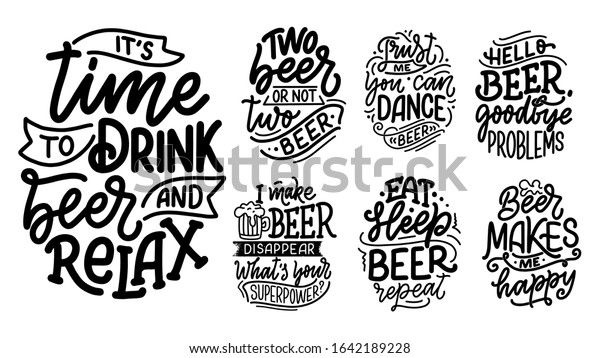 Set Lettering Quotes About Beer Vintage Stock Vector (Royalty Free ...