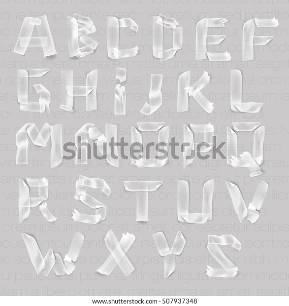 Set Letters Alphabet Adhesive Transparent Tape Stock Vector (Royalty ...