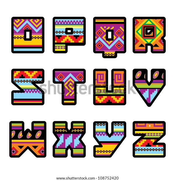 Set Letters Design Mexican Style Part Stock Vector (Royalty Free) 108752420