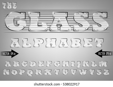 Set Letters Glass Effect Glass Transparent Stock Vector (Royalty Free ...