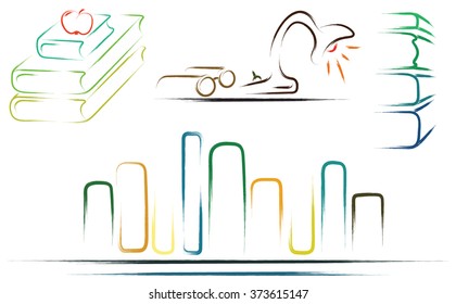 Set Library Symbols Hand Drawn Style Stock Vector (Royalty Free ...