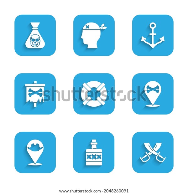 Set Lifebuoy Alcohol Drink Rum Crossed Stock Vector (Royalty Free ...