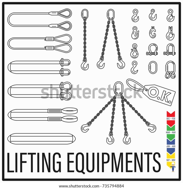 Set Lifting Gears Lifting Equipments Line Stock Vector (Royalty Free ...