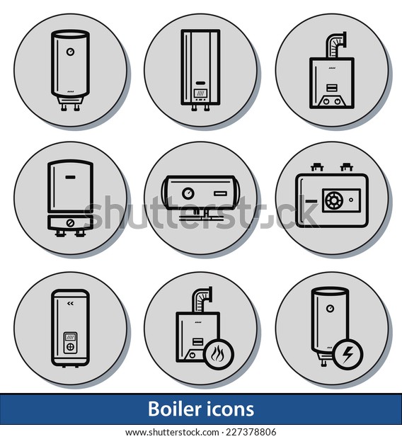 Set Light Boiler Icons Reflection Line Stock Vector (Royalty Free ...