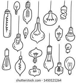 Set Light Bulb Doodles Isolated On Stock Vector (Royalty Free) 1450121264
