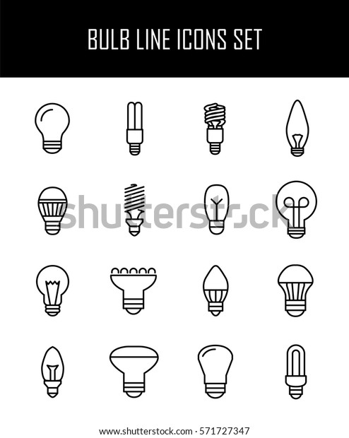 Set Light Bulb Icons Modern Thin Stock Vector (Royalty Free) 571727347 ...