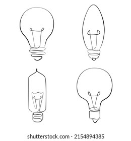 Set Light Bulbs One Line Drawing Stock Vector (Royalty Free) 2154894385 ...