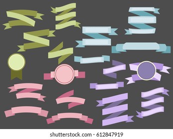 Set Light Colored Vintage Ribbons Labels Stock Vector (Royalty Free ...