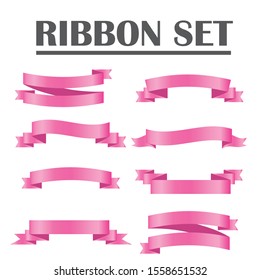 Set Light Pink Ribbon Banners Vector Stock Vector (Royalty Free ...