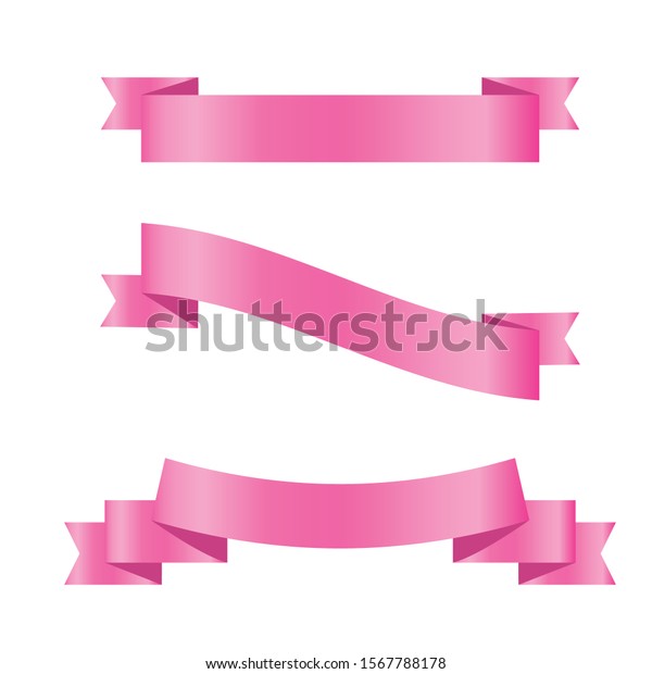 Set Light Pink Ribbon Banners Vector Stock Vector (Royalty Free ...