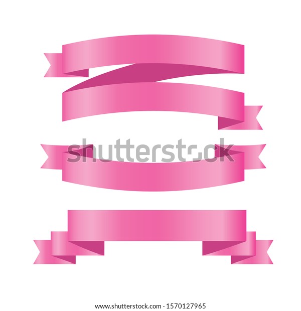 Set Light Pink Ribbon Banners Vector Stock Vector (Royalty Free) 1570127965