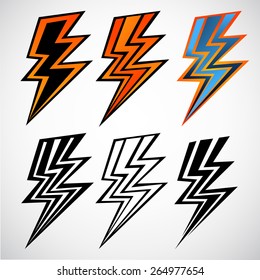 Set Lightning Symbols Stock Vector (Royalty Free) 264977654 | Shutterstock