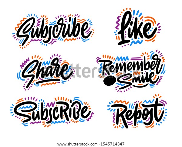 Set Like Share Repost Subscribe Hand Stock Vector (Royalty Free ...