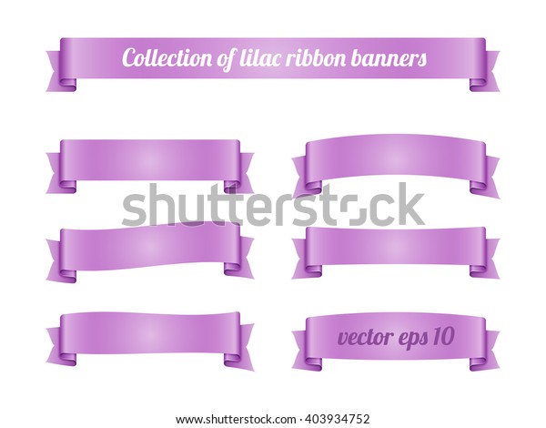 Set Lilac Violet Ribbon Banners Promotion Stock Vector (Royalty Free ...