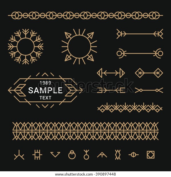 Set Line Art Decorative Geometric Vector Stock Vector (Royalty Free ...