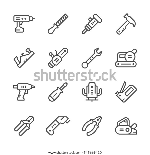 Set Line Icons Electric Hand Tool Stock Vector (Royalty Free) 545669410