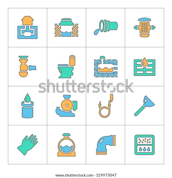 Set Line Icons Sewerage Isolated On Stock Vector (Royalty Free ...