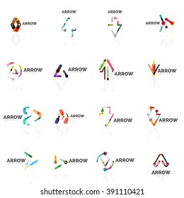 Set Linear Arrow Abstract Logos Connected Stock Vector (Royalty Free ...